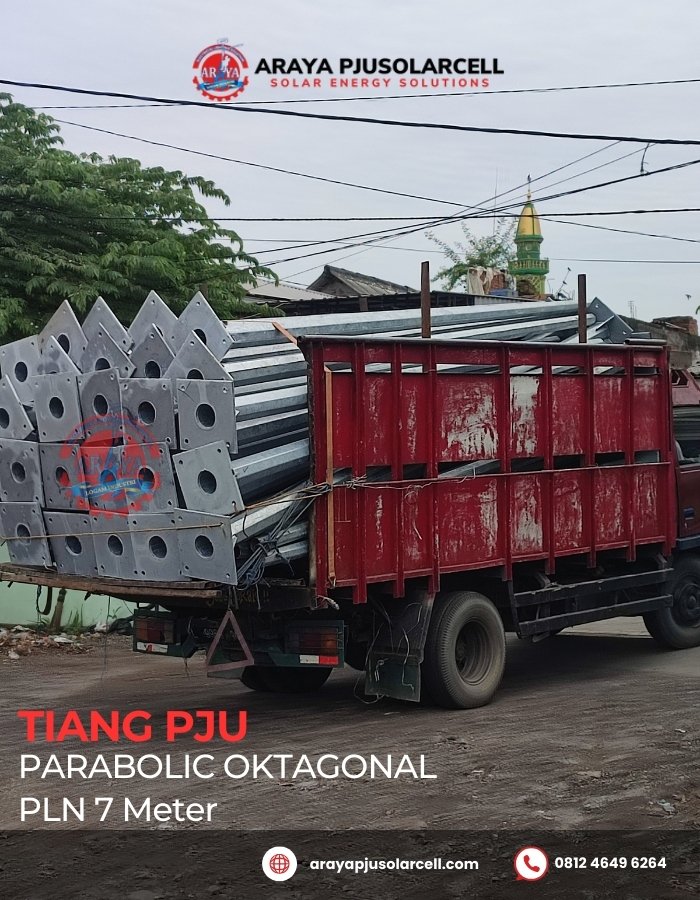 Tiang PJU Parabolic 7 Meter / Tiang Parabola 7M - Araya PJU Solarcell