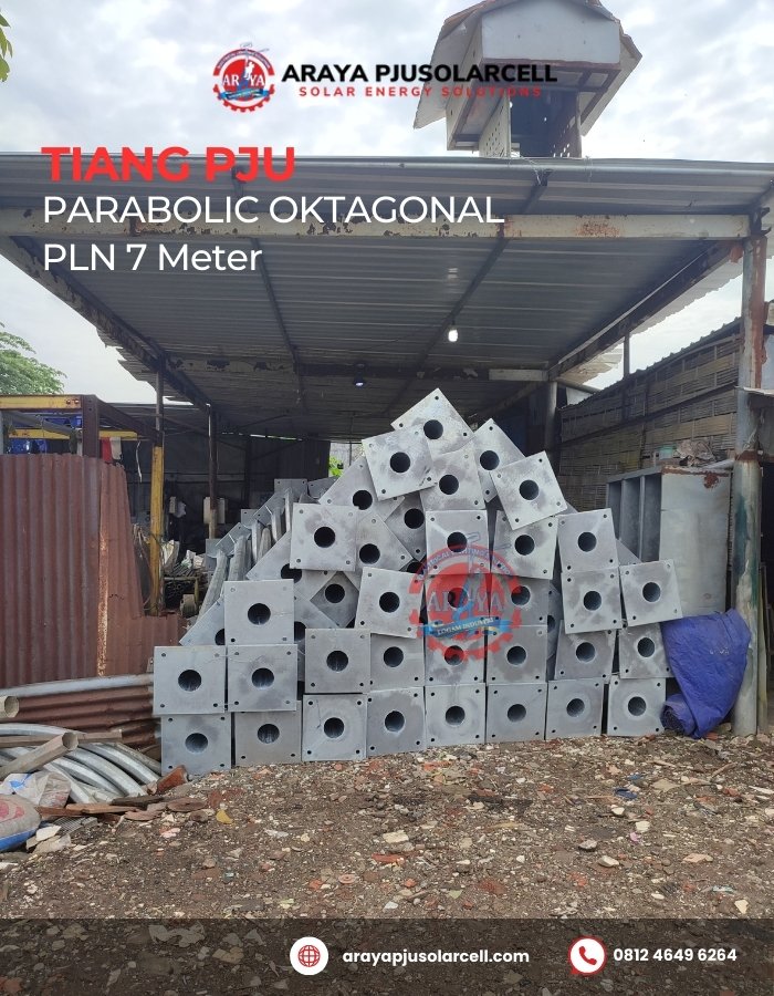 Tiang PJU Parabolic 7 Meter / Tiang Parabola 7M - Araya PJU Solarcell